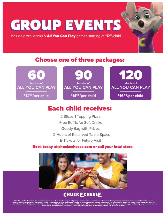 Chuck E Cheese Cost Per Person Chuck E Cheese Cost Per Person